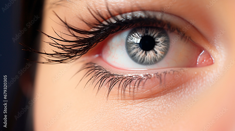 Beautiful female eye without makeup. Generative AI, Stock Illustration ...