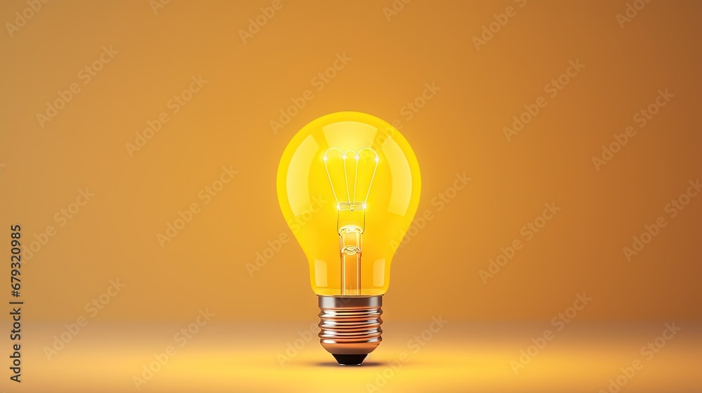 Loading bar in process with a light bulb at the end on a yellow ...
