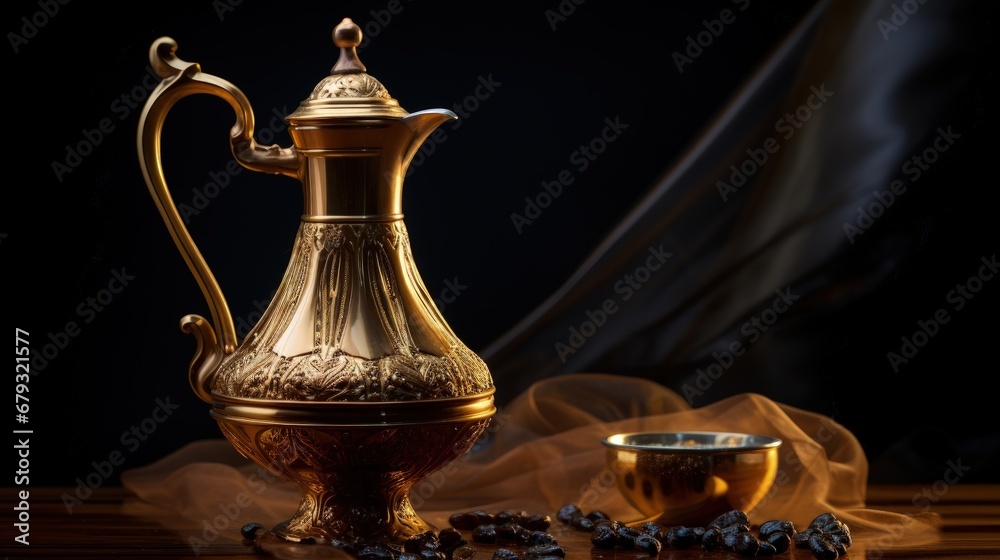 Arabic Coffee pot traditional. Saudi Coffee Dallah, A still life of ...