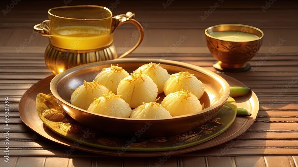 Kozhukatta Pidi in golden plate Indian milk tea Kerala tea time snack ...