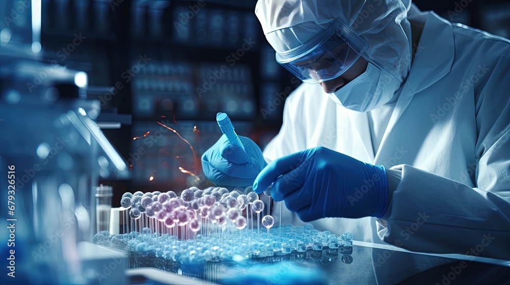 Scientist pipetting sample into vial for DNA testing. Scientist loads ...