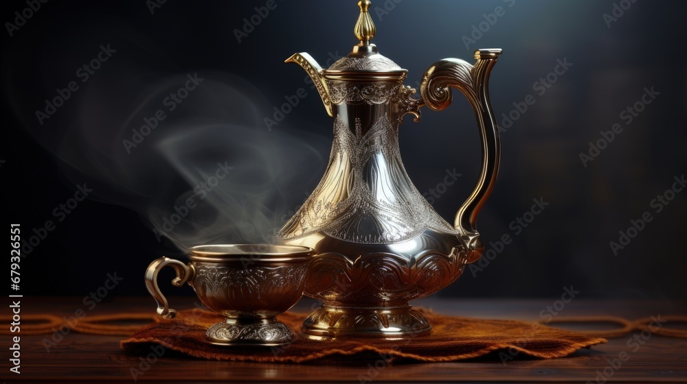 Arabic Coffee pot traditional. Saudi Coffee Dallah, A still life of ...
