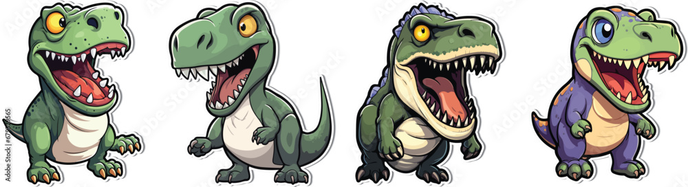Tyrannosaurus Fantasy Cartoon Sticker - Vector Art. Let your ...