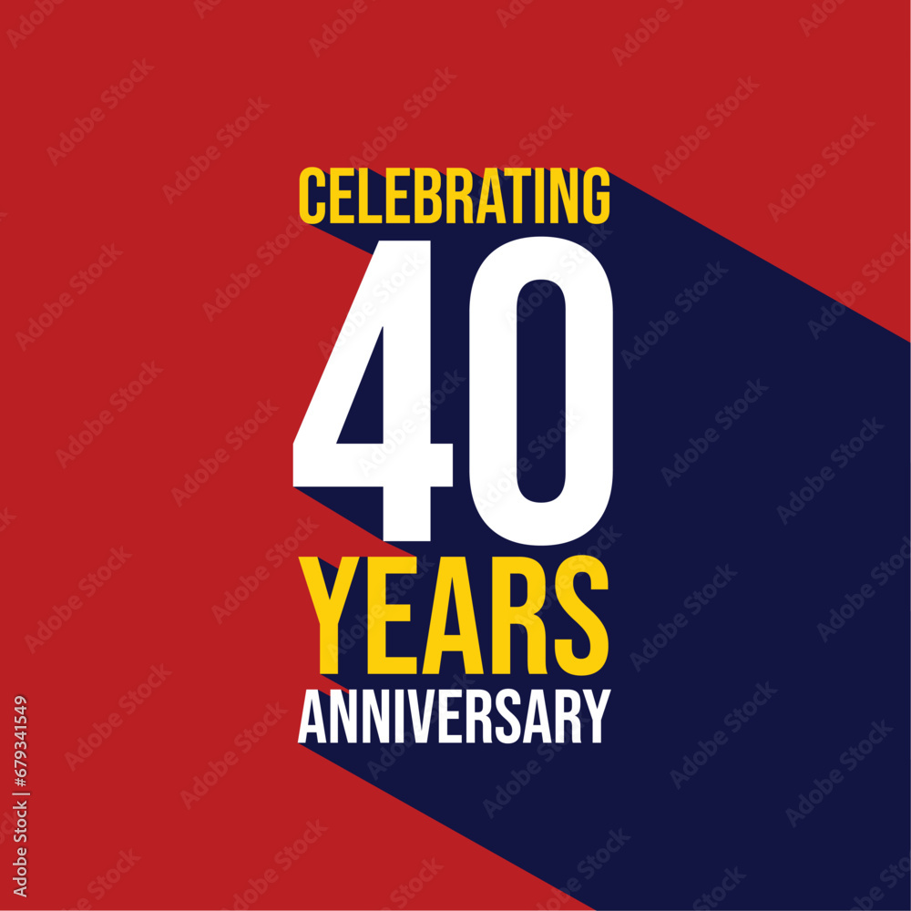 Celebrating 40 years anniversary template design with a long shadow on ...
