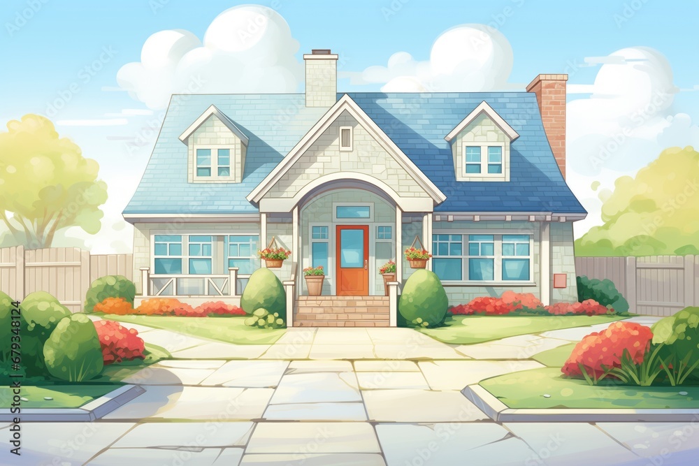 cape cod house with successive dormers and a stone pathway, magazine ...