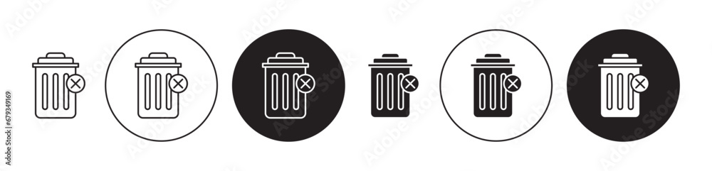 Delete vector illustration set. Waste trash bin sign. Garbage ...