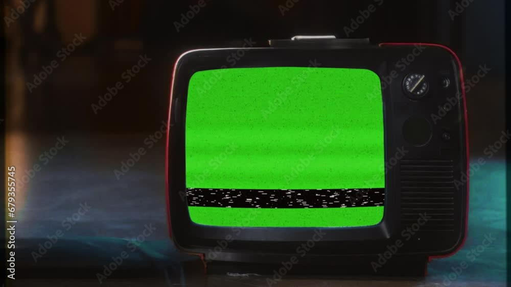 Video Stock Old Monitor Green Screen Compact Television Vintage Style ...