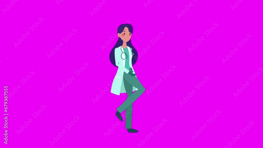 Woman doctor, Walking Animation. Character 2D Figure Cartoon Animation ...