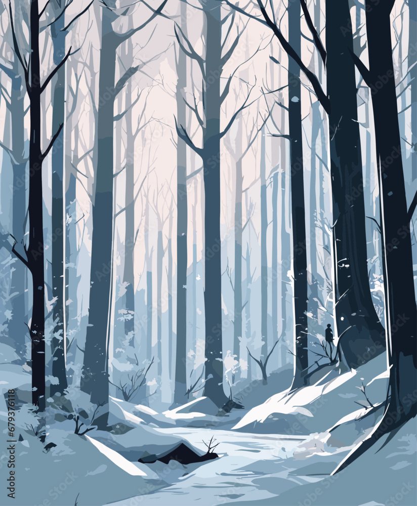 Beautiful winter landscape of forest and mountains. Snow covered mountains, forest, trees ...