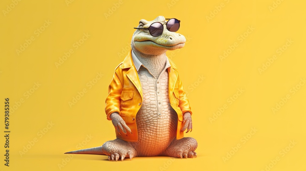 Anthropomorphic stylish alligator in suit. Illustration of a serious ...