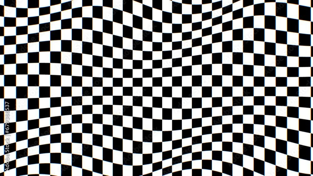 Wavy Black And White Distorted Checkerboard Flowing Optical Illusion ...