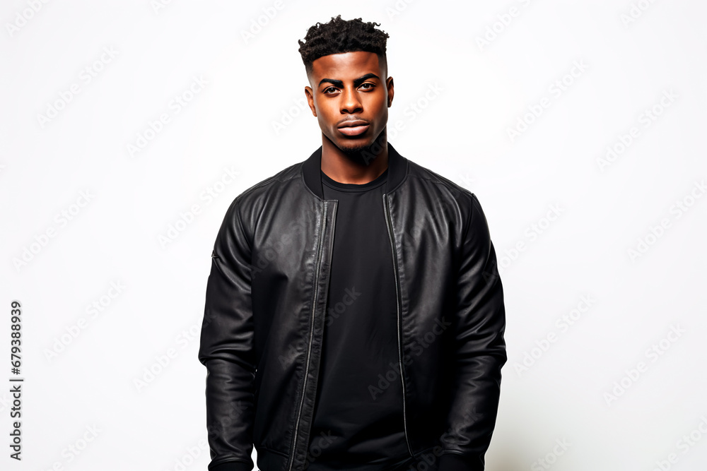 Stylish young with an African appearance man against a white background ...