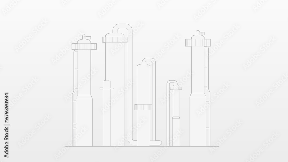 A line drawing showing a crude oil distillation unit with distillation ...