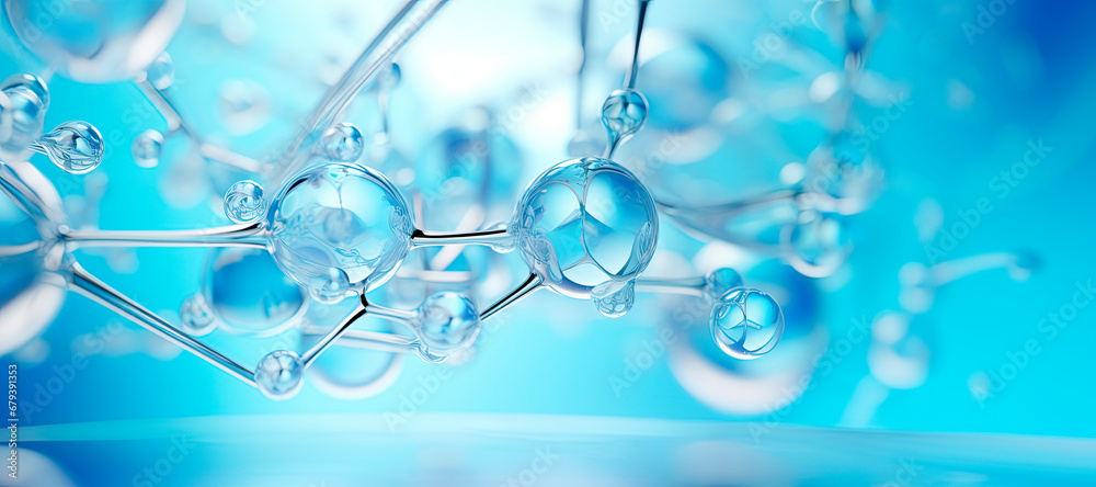 A molecular structure model with transparent spheres connected by rods ...