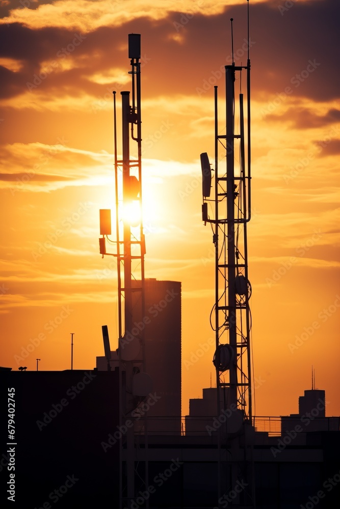 Mobile Tower installation. Cellular antenna. Radio and Television. 4G ...