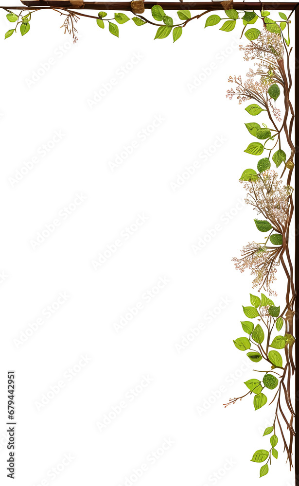 Twig Border Frame PNG Transparent Background Stock Illustration | Adobe ...