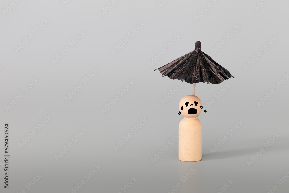 Psychology, solitude, fear or mental health problem concept. Depressed ...