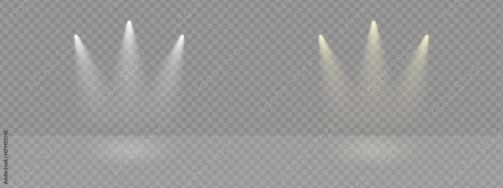 Spot lights shine to illuminate podium. Stage backdrop electric ...