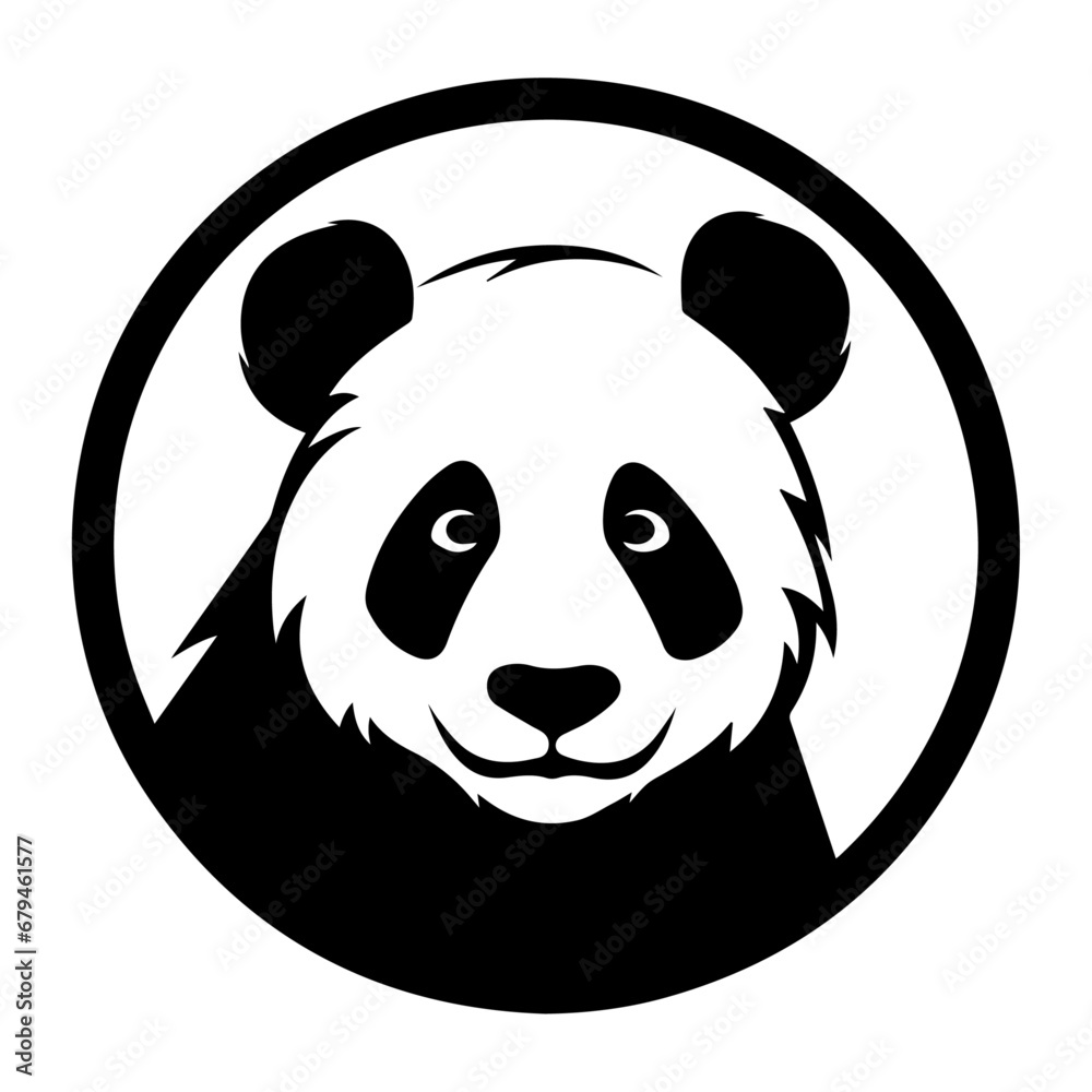 Panda Logo vector Illustration black color silhouette, panda logo ...