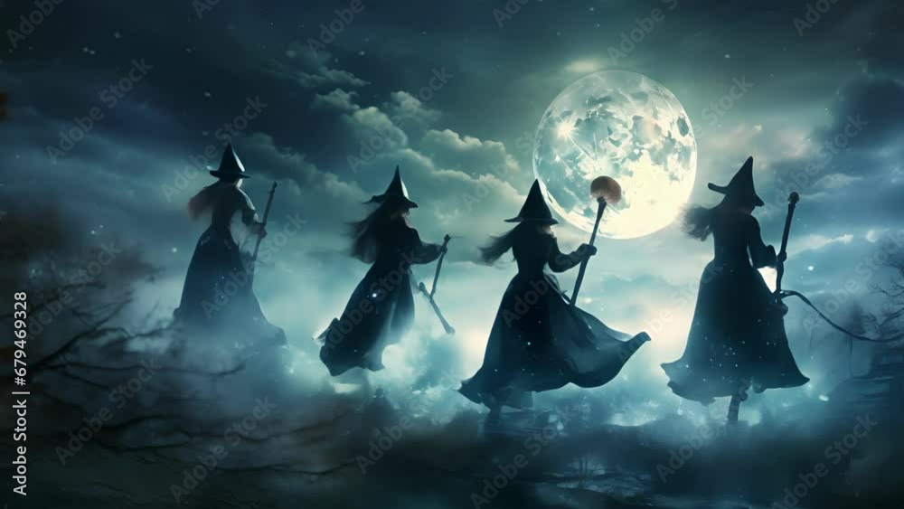 A trio of friendly yet powerful winter witches, riding on their ...