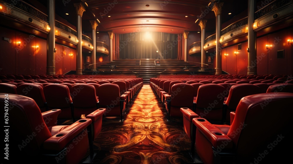 Cinema with rows of seats and a large screen for watching movies Stock ...