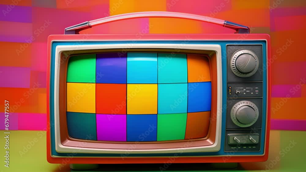 A vintage television set with a large bulky frame featuring an array of ...