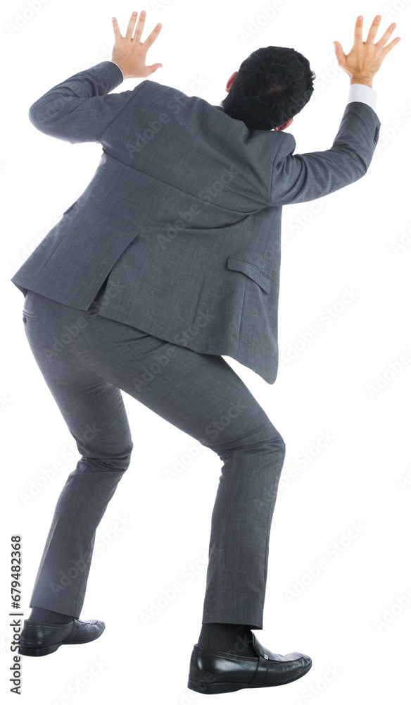 Digital png photo of back of biracial businessman bending on ...