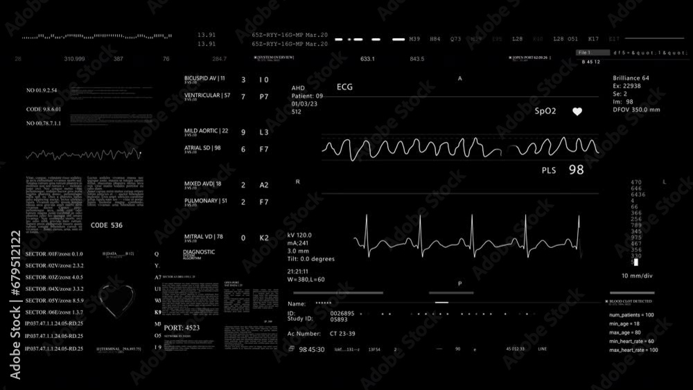 Vidéo Stock ECG heart rate monitor. Medical UI HUD. Analyzing ...