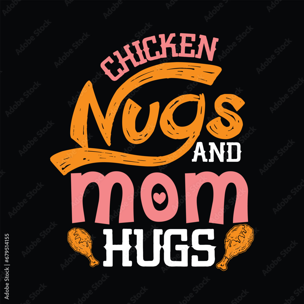CHICKEN NUGS AND MOM HUGS- CHICKEN NIGGET SVG DESIGN, CHICKEN NUGS AND ...