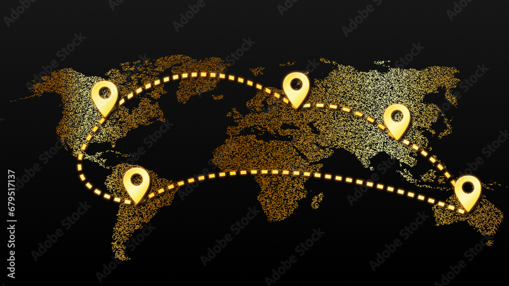 Abstract world map with connecting location points Stock Illustration ...