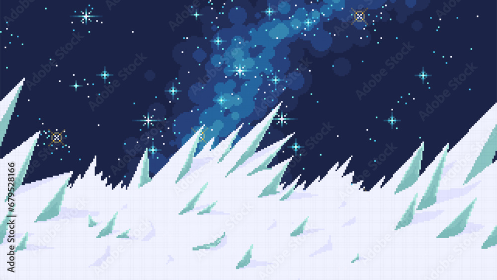 Ice planet landscape in pixel art style. Space Background for 2D games ...