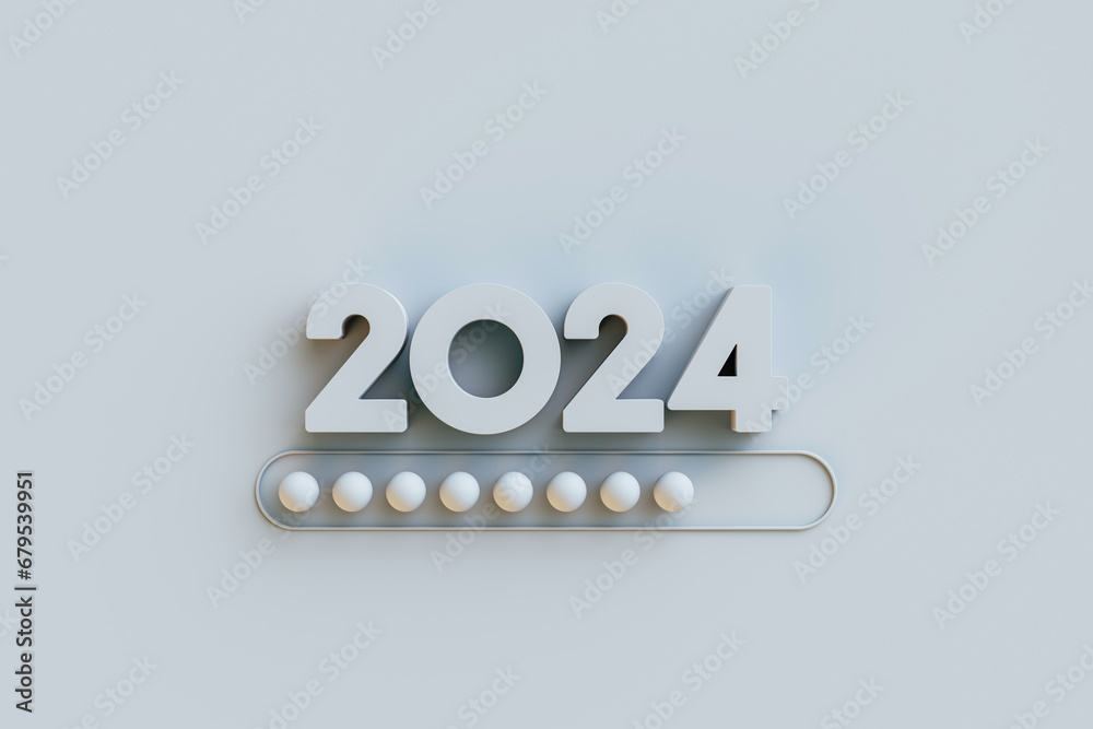 New Year 2024 numbers with loading new year 2023 to 2024 on white ...