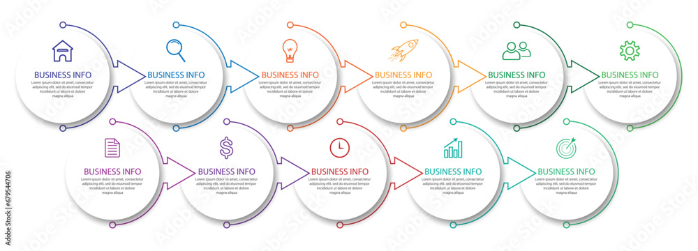 Simple Business Infographic design, vector template with colorful lines ...