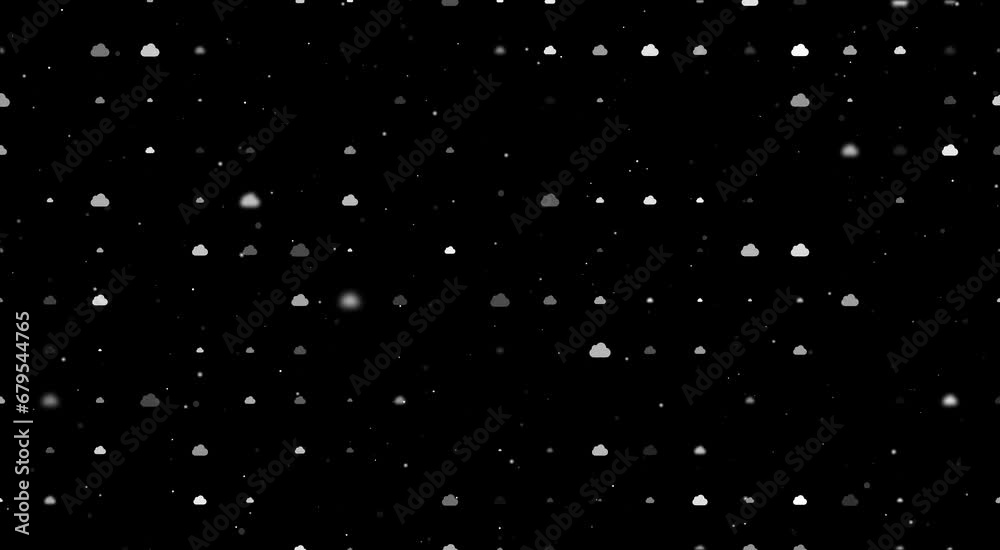 Template animation of evenly spaced cloud symbols of different sizes ...