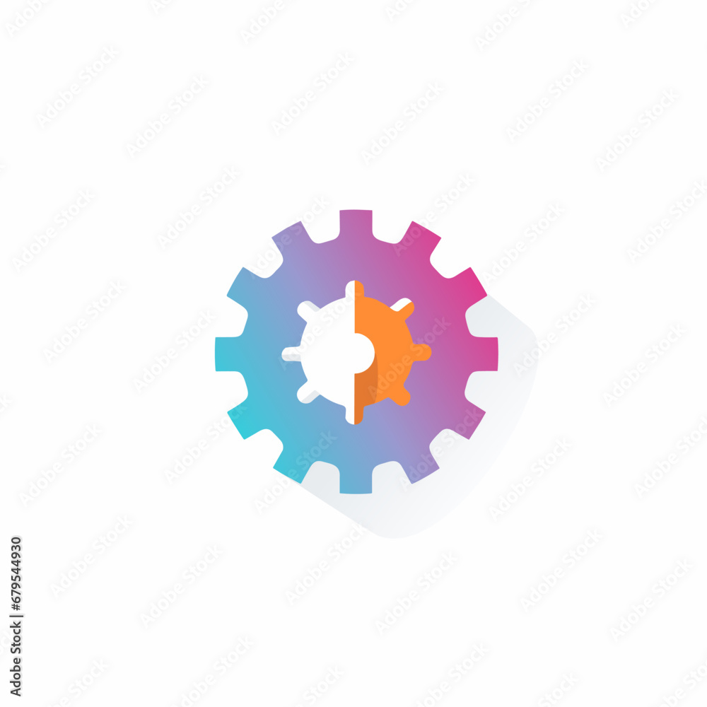Training software filled gradient logo. Cogwheel simple icon ...