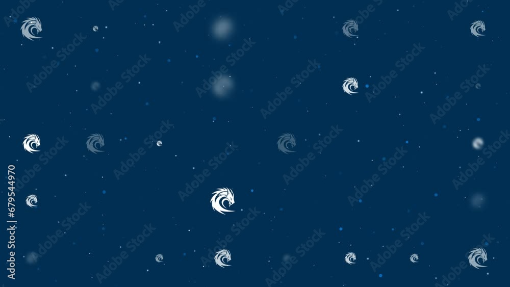 Template animation of evenly spaced dragon's head symbols of different ...