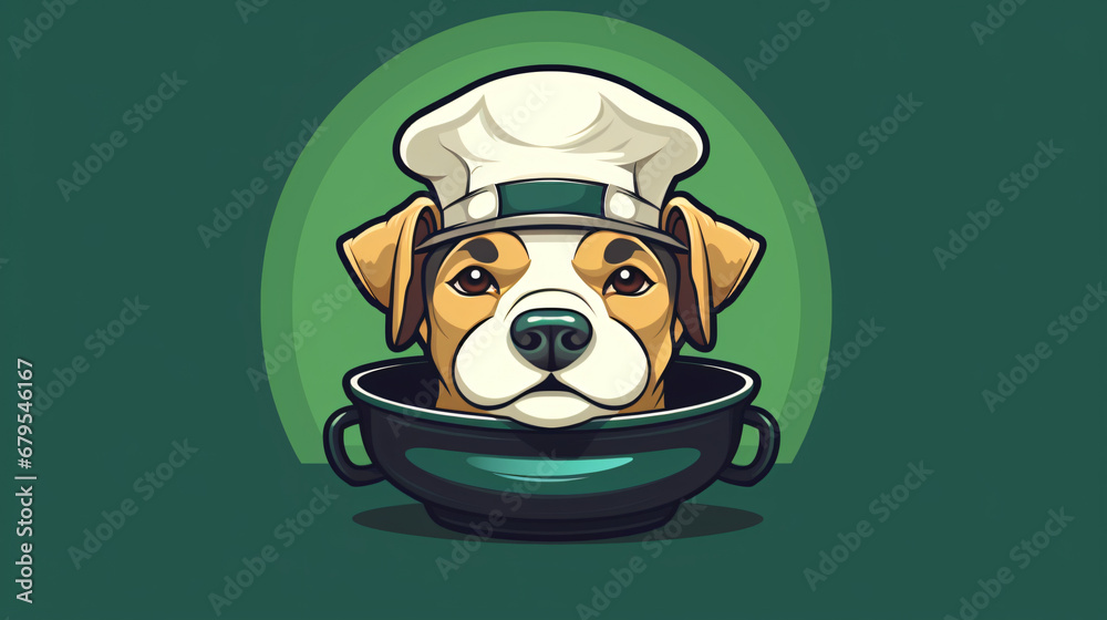 Vector logo of a dog bowl connected to a chefs head Stock Illustration ...