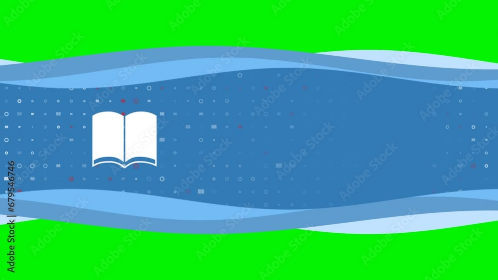 Animation of blue banner waves movement with white book symbol on the ...