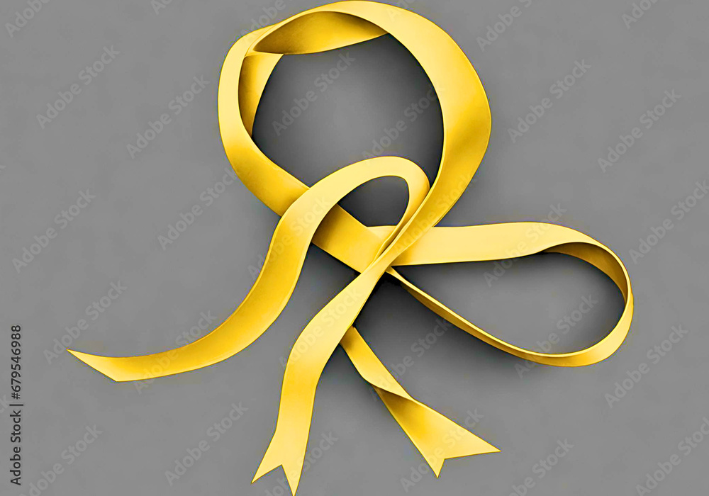 Gold Ribbon for Cancer Awareness Campaigns, Yellow Cancer Ribbon Symbol ...