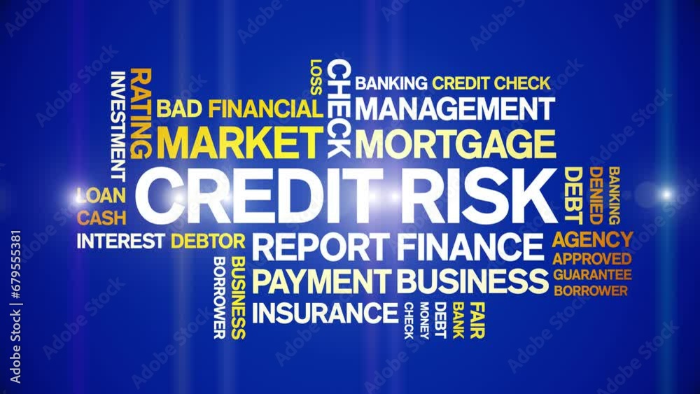 Credit risk animated tag word cloud;text design animation kinetic ...