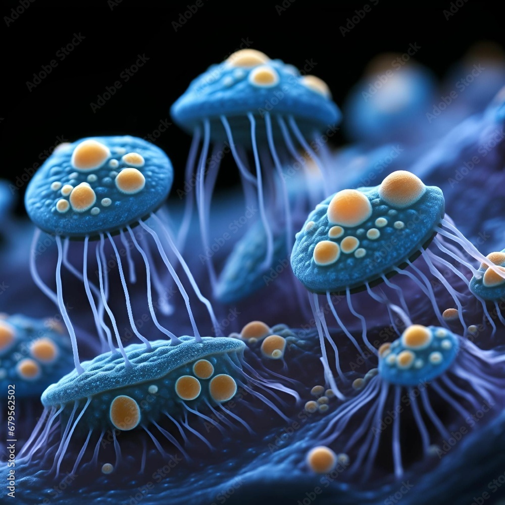 AI illustration of a microscopic image of protozoa. Stock Illustration ...