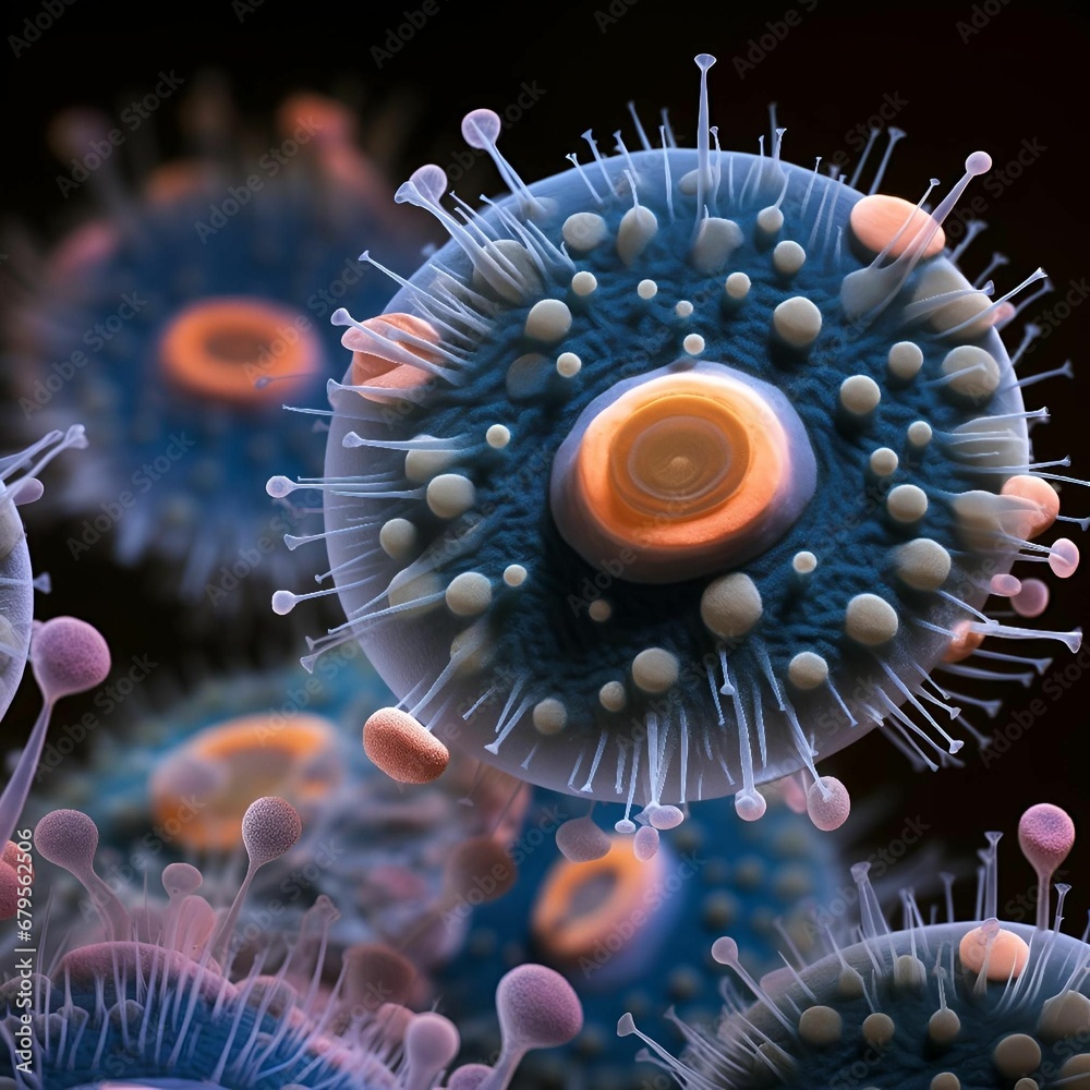 AI illustration of a microscopic image of protozoa. Stock Illustration ...