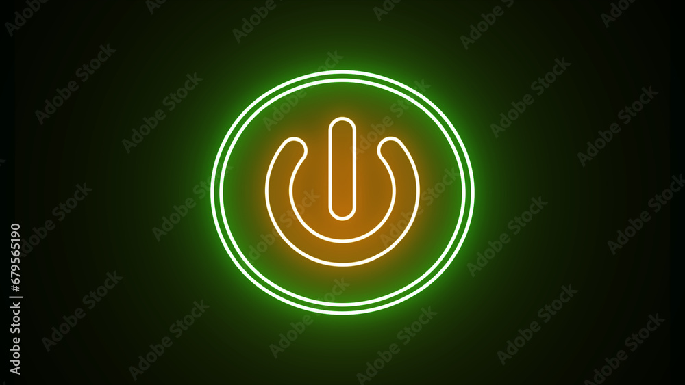 Glowing green and red power button icon neon. Neon light power button ...