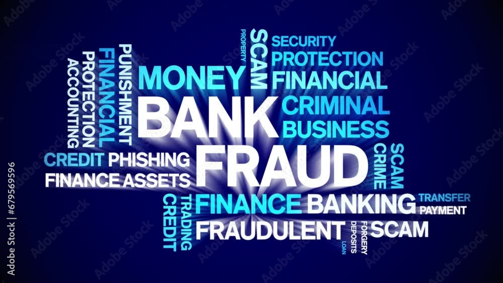 Bank Fraud animated tag word cloud;text design animation kinetic ...