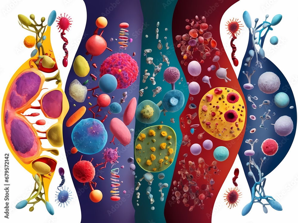 Colorful Gut bacteria, good and bad bacteria microbiome healthy gut ...