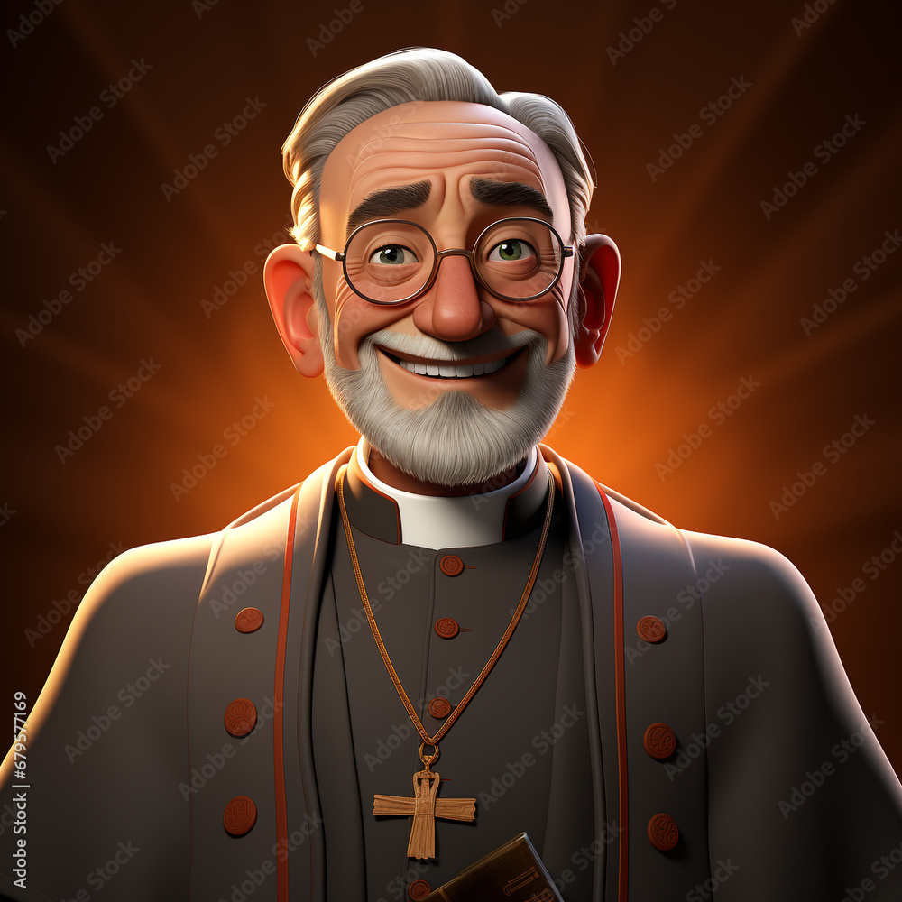 3d cartoon of a full body priest Stock Photo | Adobe Stock