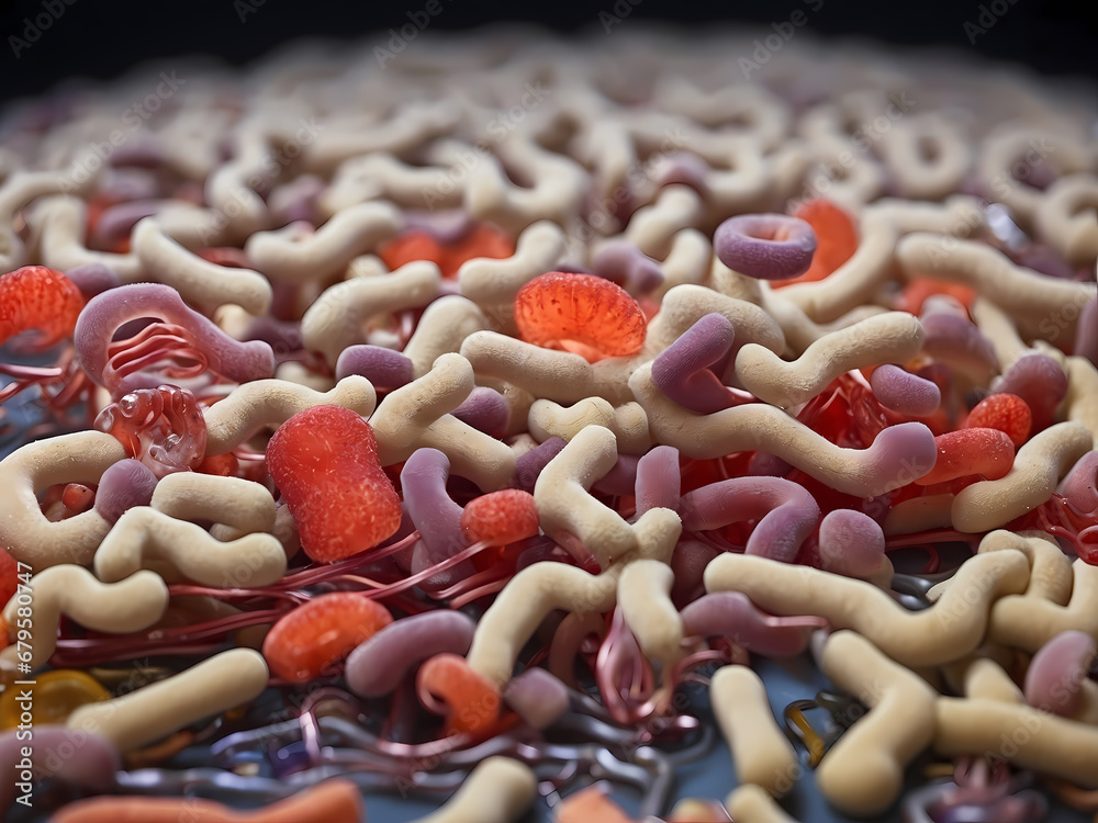 Microscopic illustration of rod-shaped bacteria; model of bacteria ...