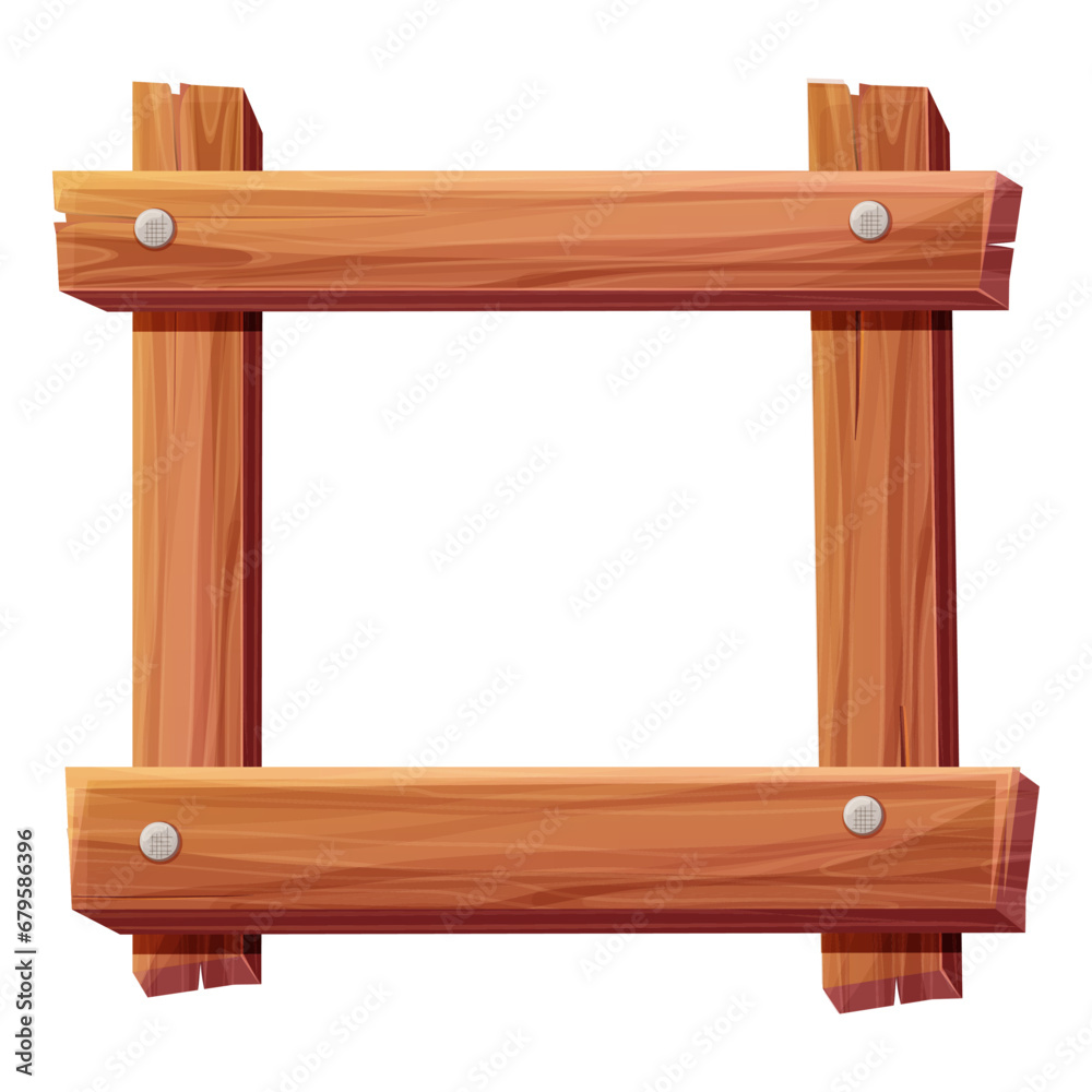Wooden frame border from planks with nails. Wood board, brown old ...