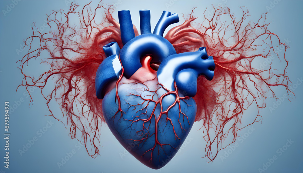 Abstract blue and red human heart. Heart anatomy. Healthcare medical ...