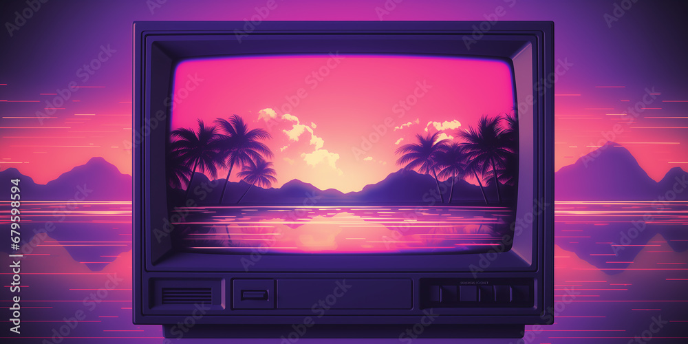 Retro Futurism Delight: 80s-inspired Retro Wave background on a vintage ...